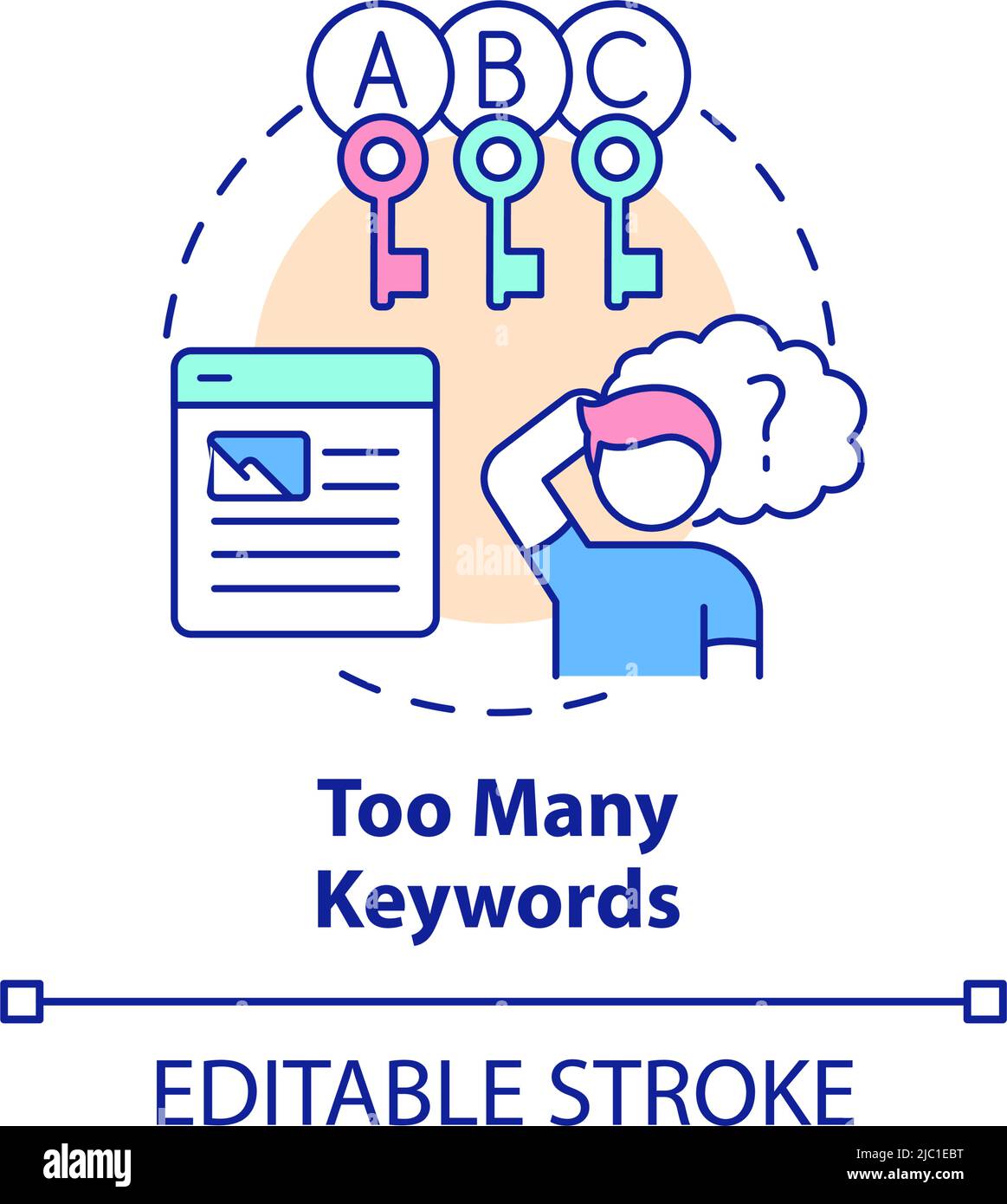 Too many keywords concept icon Stock Vector Image & Art - Alamy