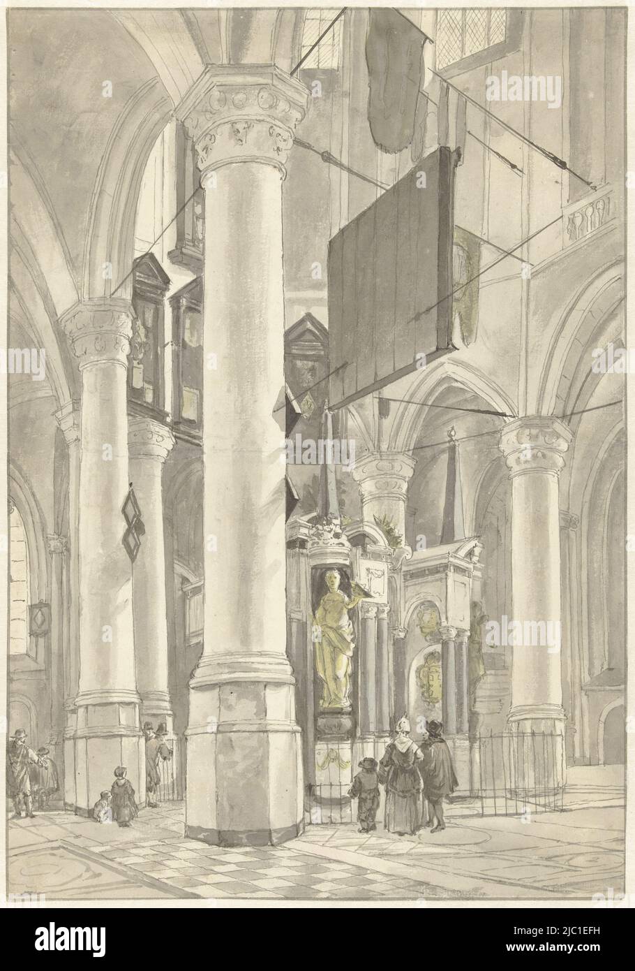 View in the Nieuwe Kerk in Delft, with the funerary monument of William ...