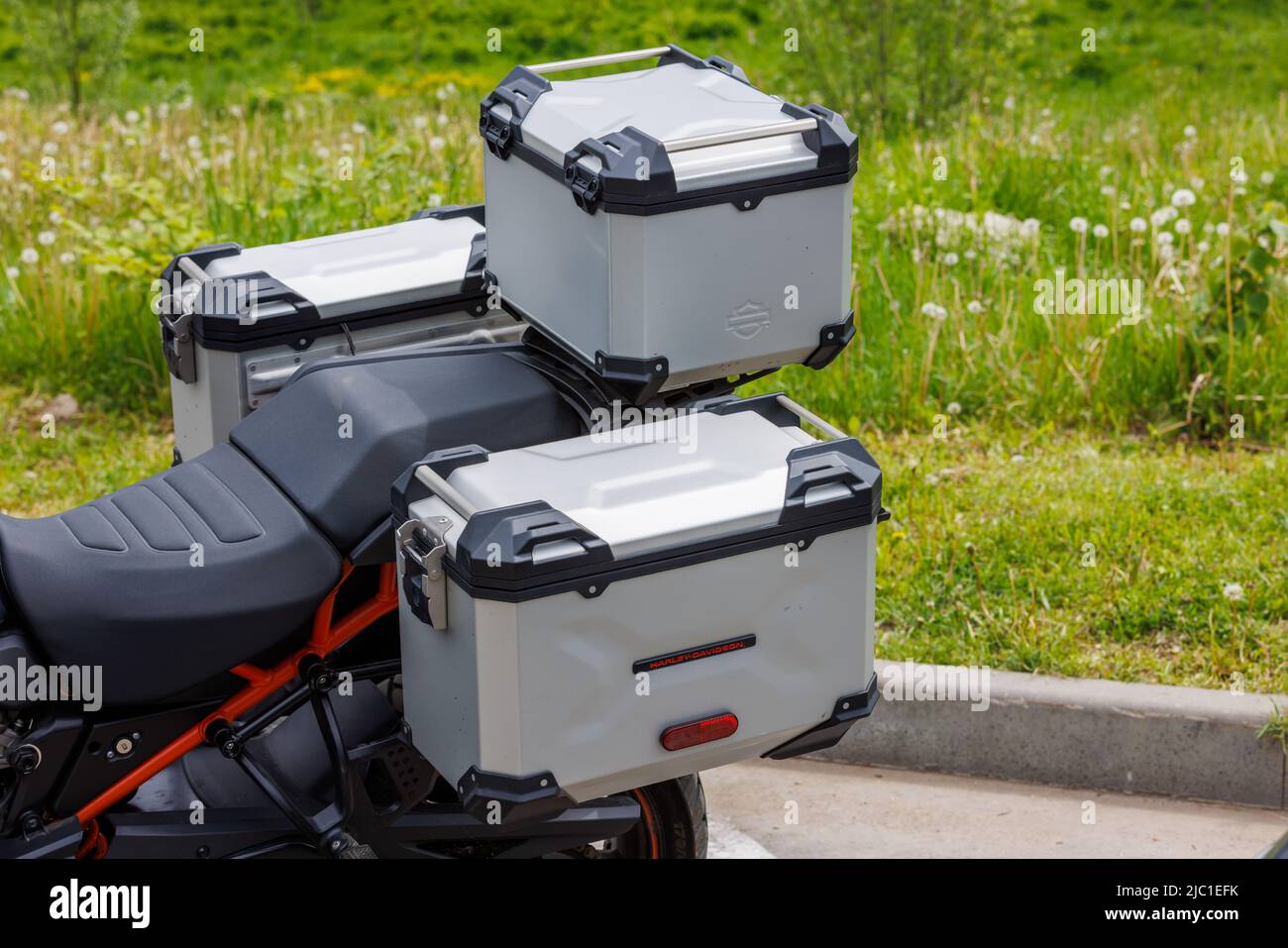 original side and top aluminium cases of Harley-Davidson motorcycle at ...