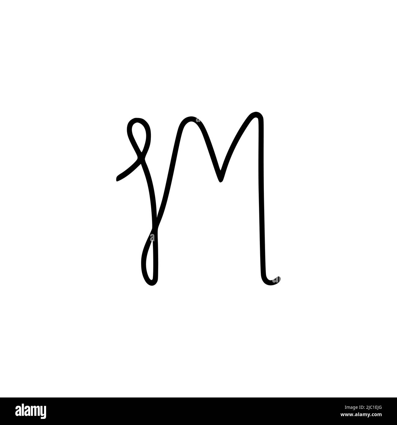 Elegant handwritten letter m isolated on white background. Vector art ...