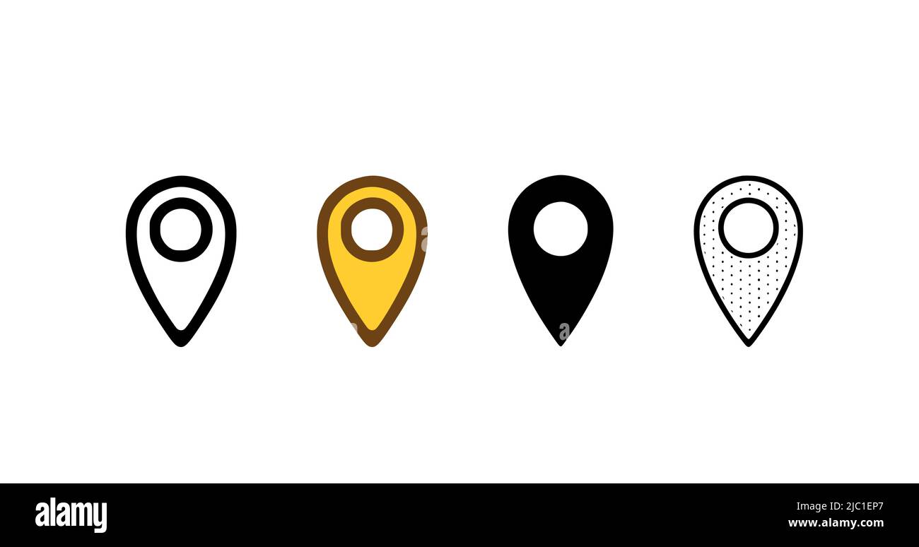 Location pin icon set in different styles. Position or navigation ...