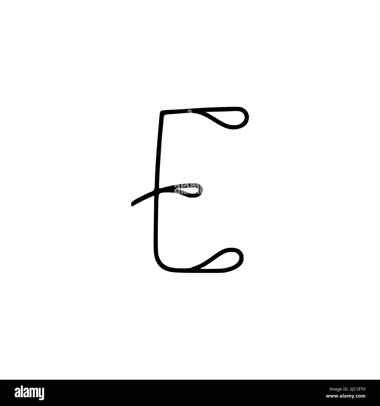 Elegant handwritten letter e isolated on white background. Vector art ...