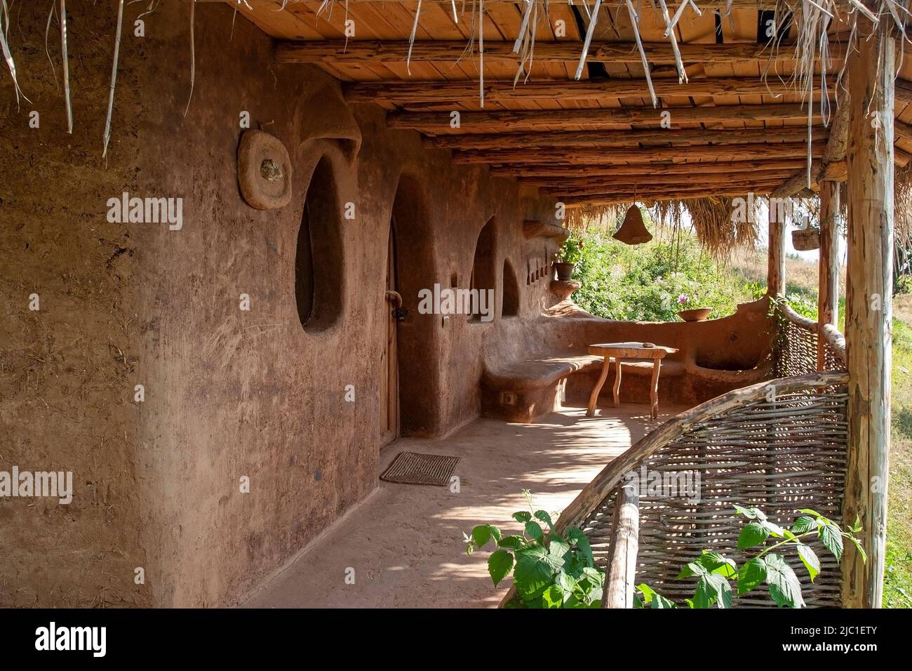 Leshten village, traditional architecture, unique clay house, thatch ...