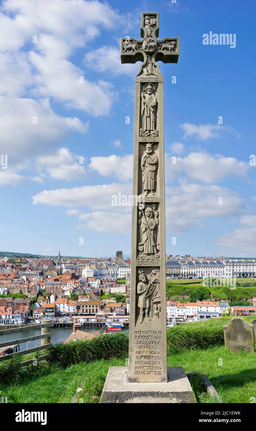 Memorial to Caedmon, St Mary's Churchyard, Whitby. Yorkshire Whitby ...