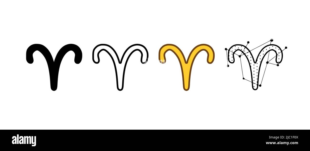 Aries zodiac sign vector illustration in different styles isolated on ...