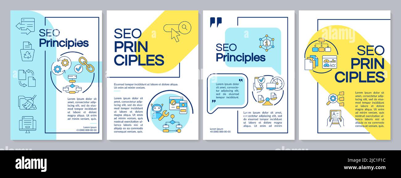 Search engine optimization principle blue and yellow brochure template ...