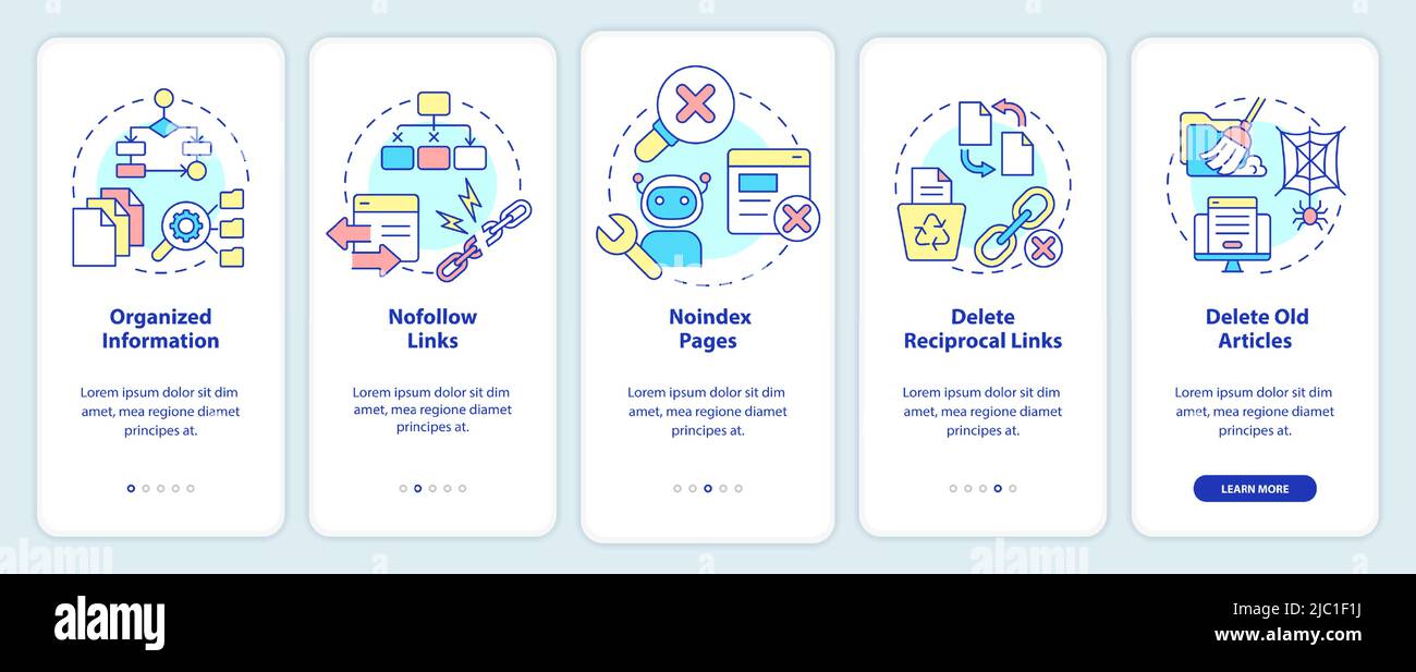 Search engine optimization principles onboarding mobile app screen ...