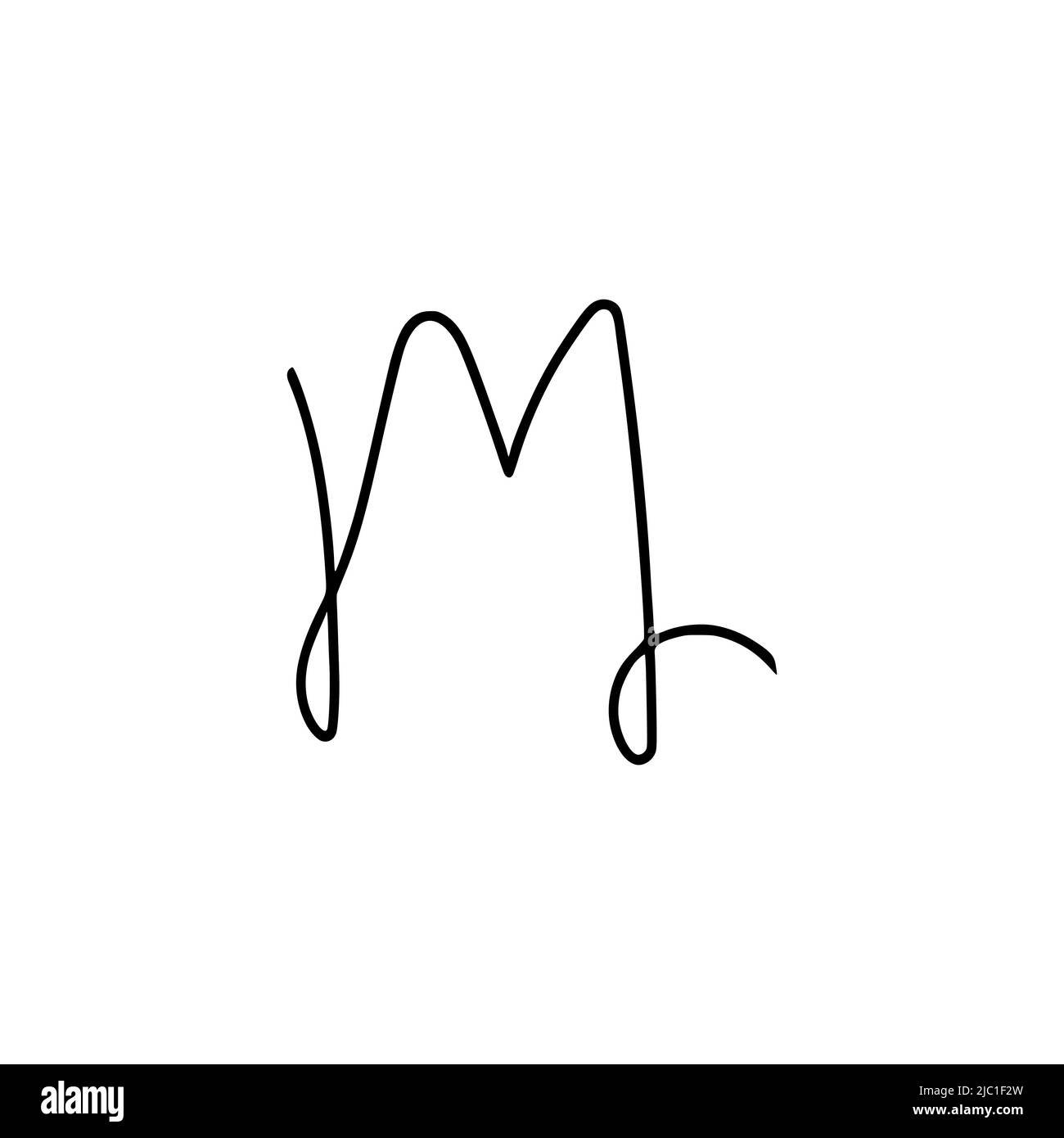 Elegant handwritten letter m isolated on white background. Vector art ...