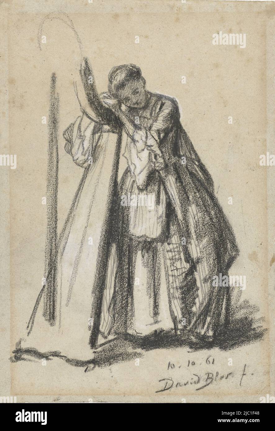 Pausing harp player, draughtsman: David Bles, 10-Oct-1861, paper, h 257 ...