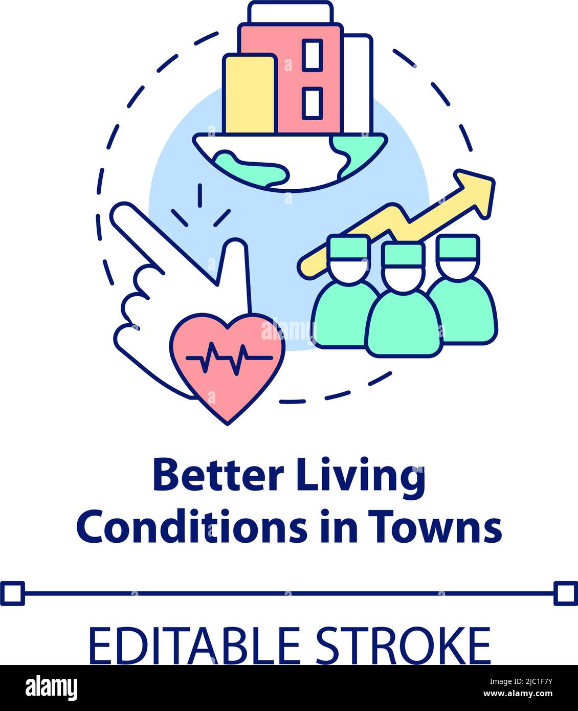 Better living conditions in towns concept icon Stock Vector Image & Art ...
