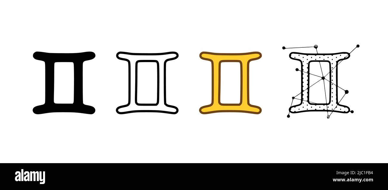 Gemini zodiac sign vector illustration in different styles isolated on ...