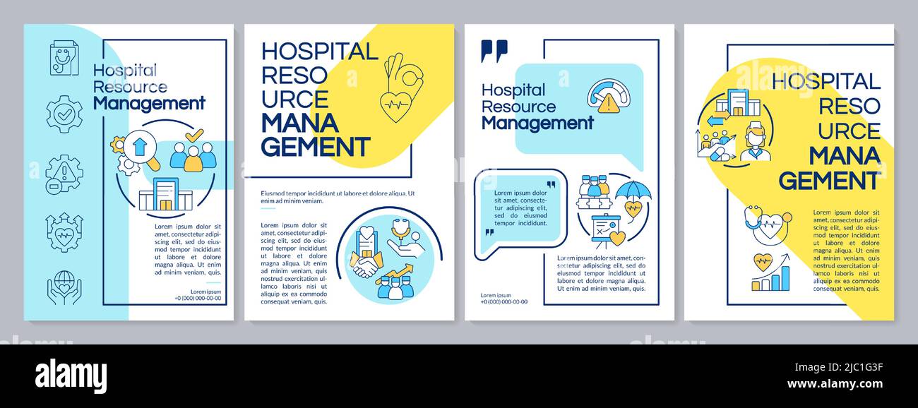 Healthcare resource management blue and yellow brochure template Stock ...
