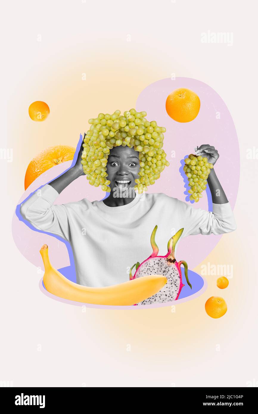 Vertical collage portrait of astonished crazy person black white gamma ...