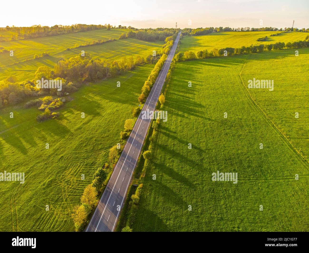 Aerial road straight hi-res stock photography and images - Alamy