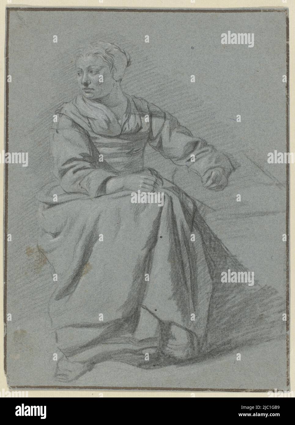 Seated Woman, Head Facing Right / verso: Sketch of a Man with a Hat ...