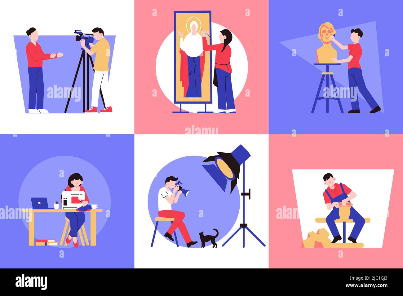 Artist creative professions design concept with square compositions ...