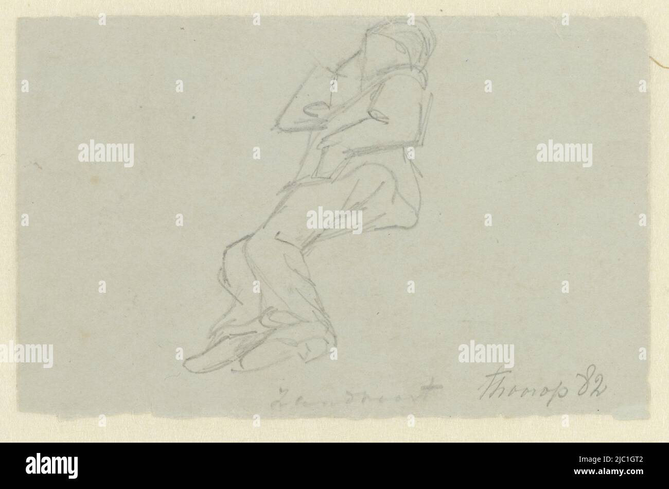 Figure study of a lying boy, draughtsman: Jan Toorop, 1882, paper, h 90 ...