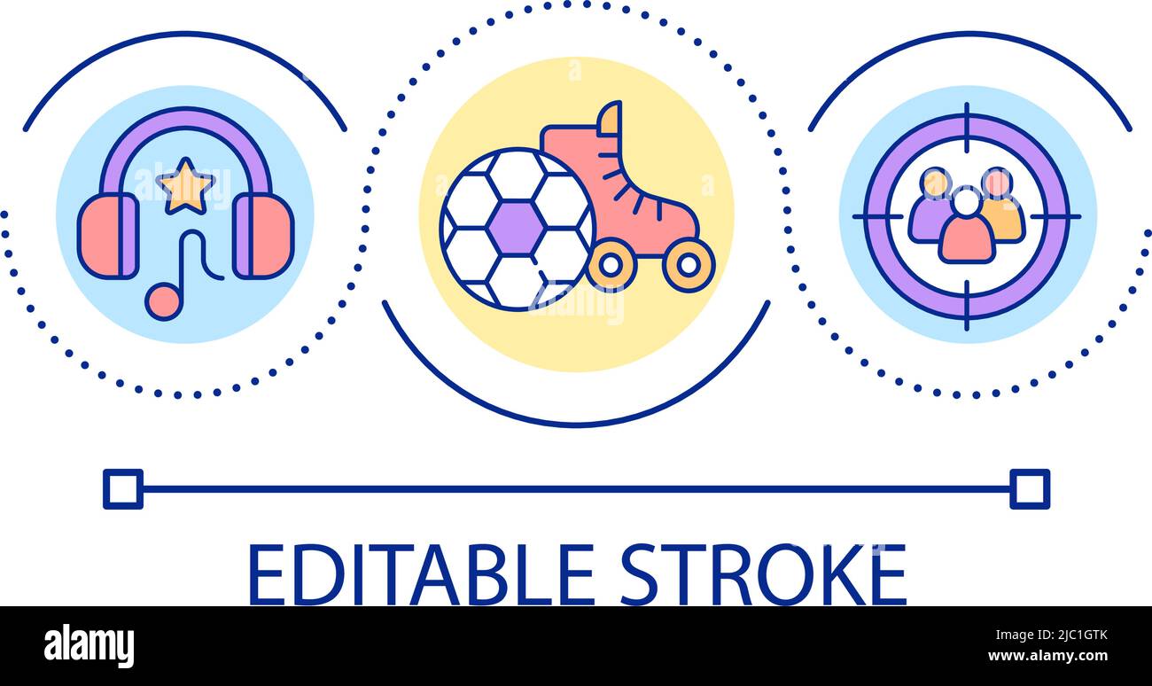 People with common interests and hobbies loop concept icon Stock Vector ...