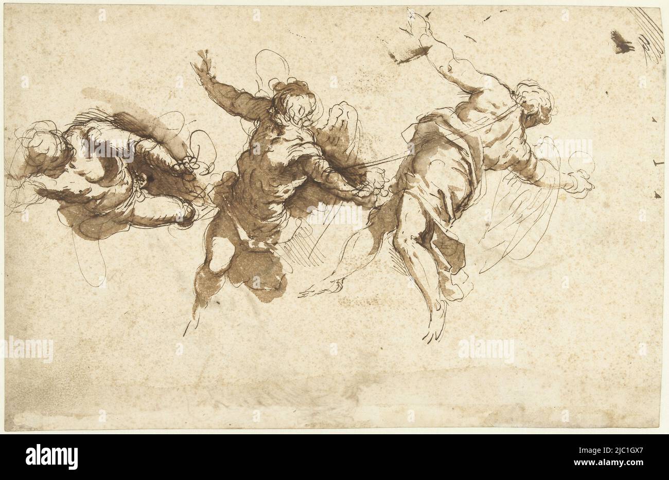 Three Hovering Angels, draughtsman: Jacopo Palma (il Giovane), c. 1588 ...