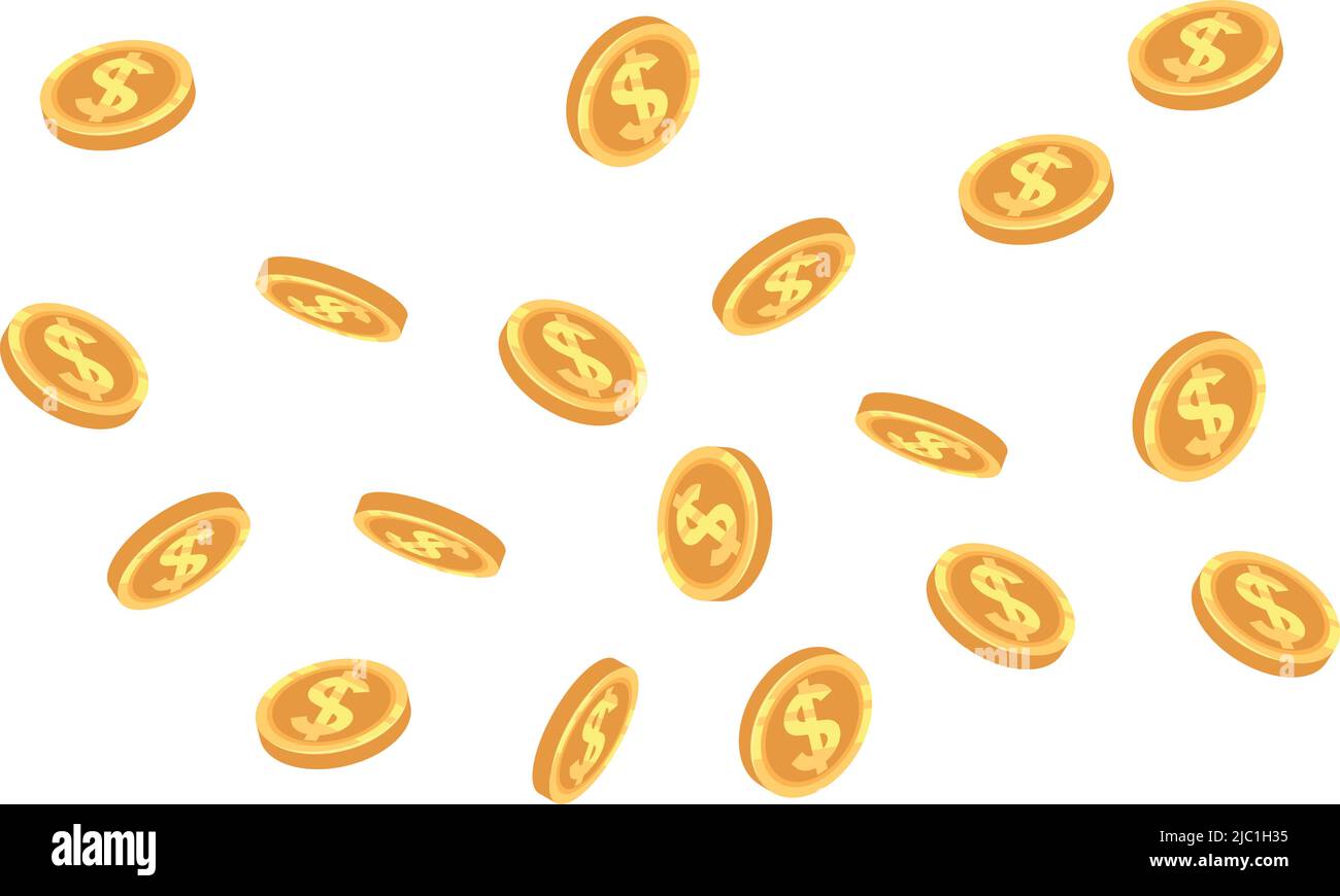 Falling coins. Dropping golden dollar money cash Stock Vector Image ...