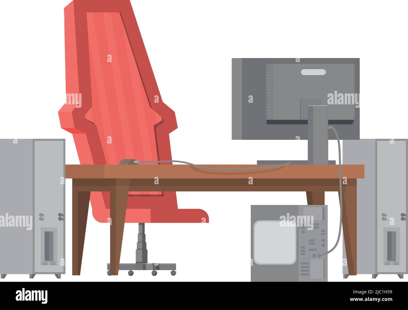 Fancy computer desk for gamer. Cybersport player workplace Stock Vector ...