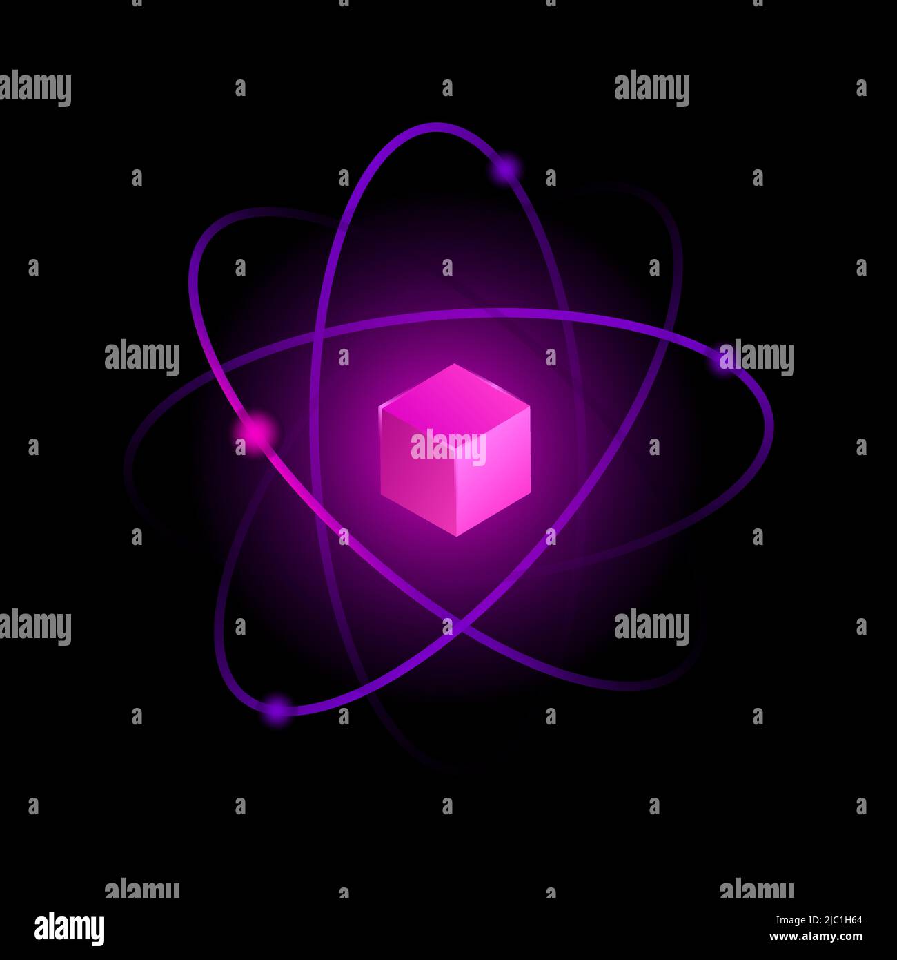 Isometric Cube In Atom Isolated Decorative Element Vector Illustration Stock Vector Image