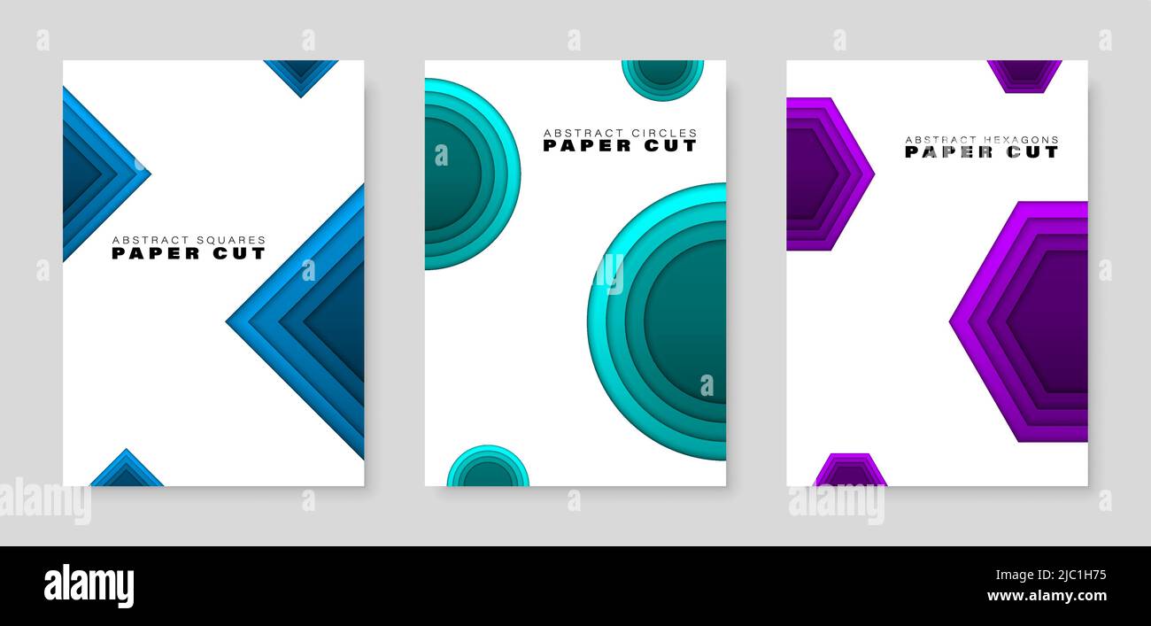 Set of covers with particular paper cut graphics. Elements easily ...