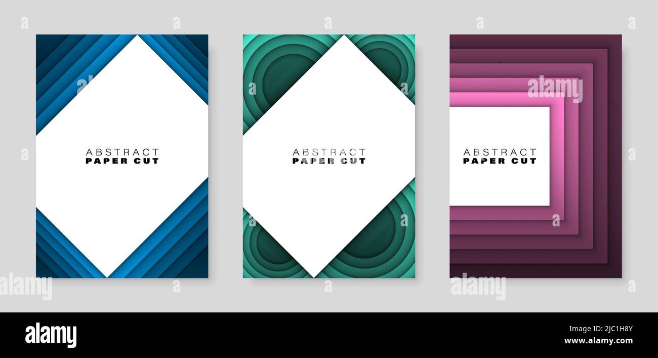 Set of covers with particular paper cut graphics. Elements easily ...