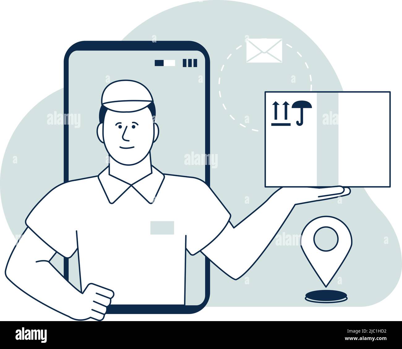 Box delivery from mobile app. Online cargo transportation Stock Vector ...