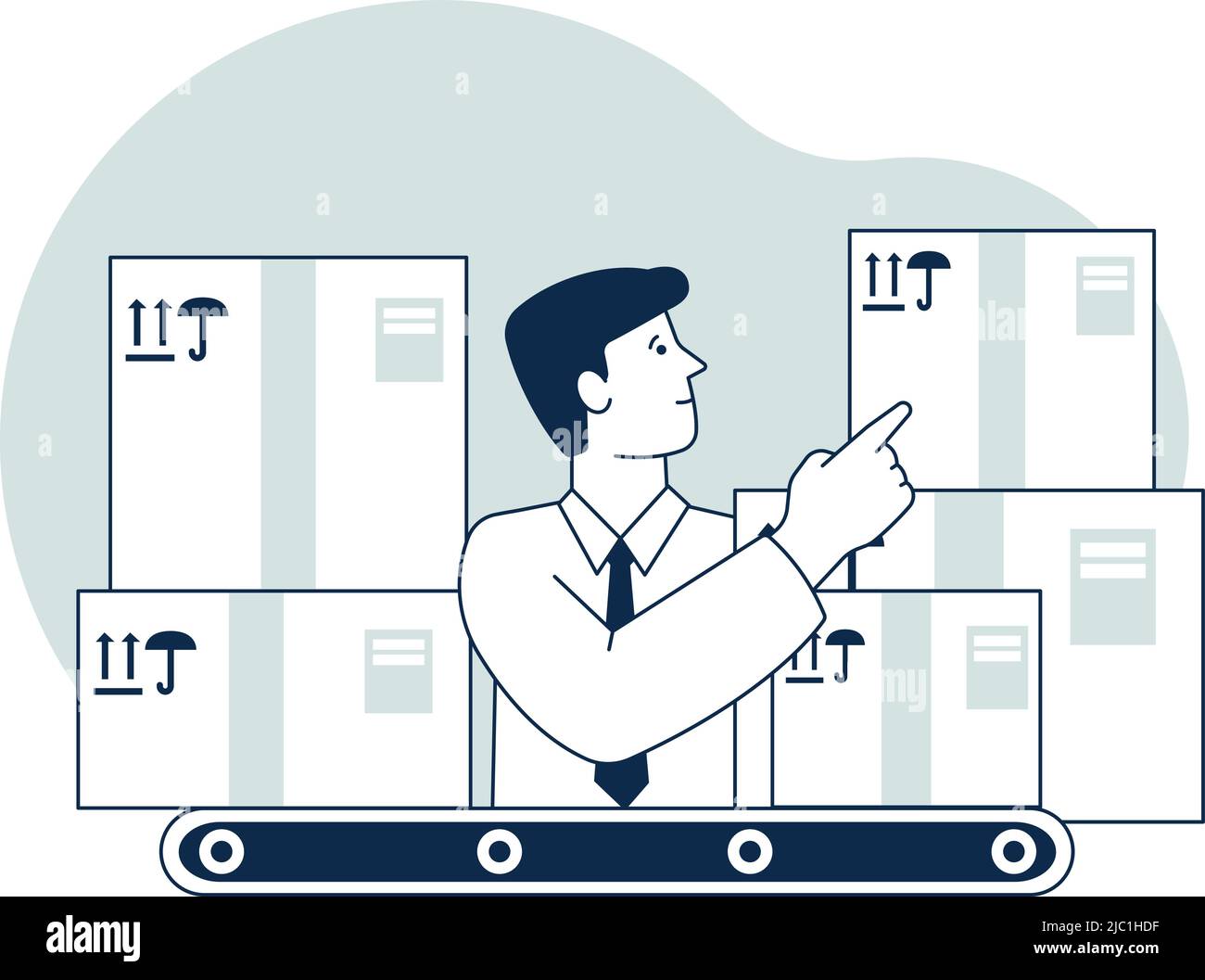 Cargo control process. Shipping boxes check concept Stock Vector Image ...