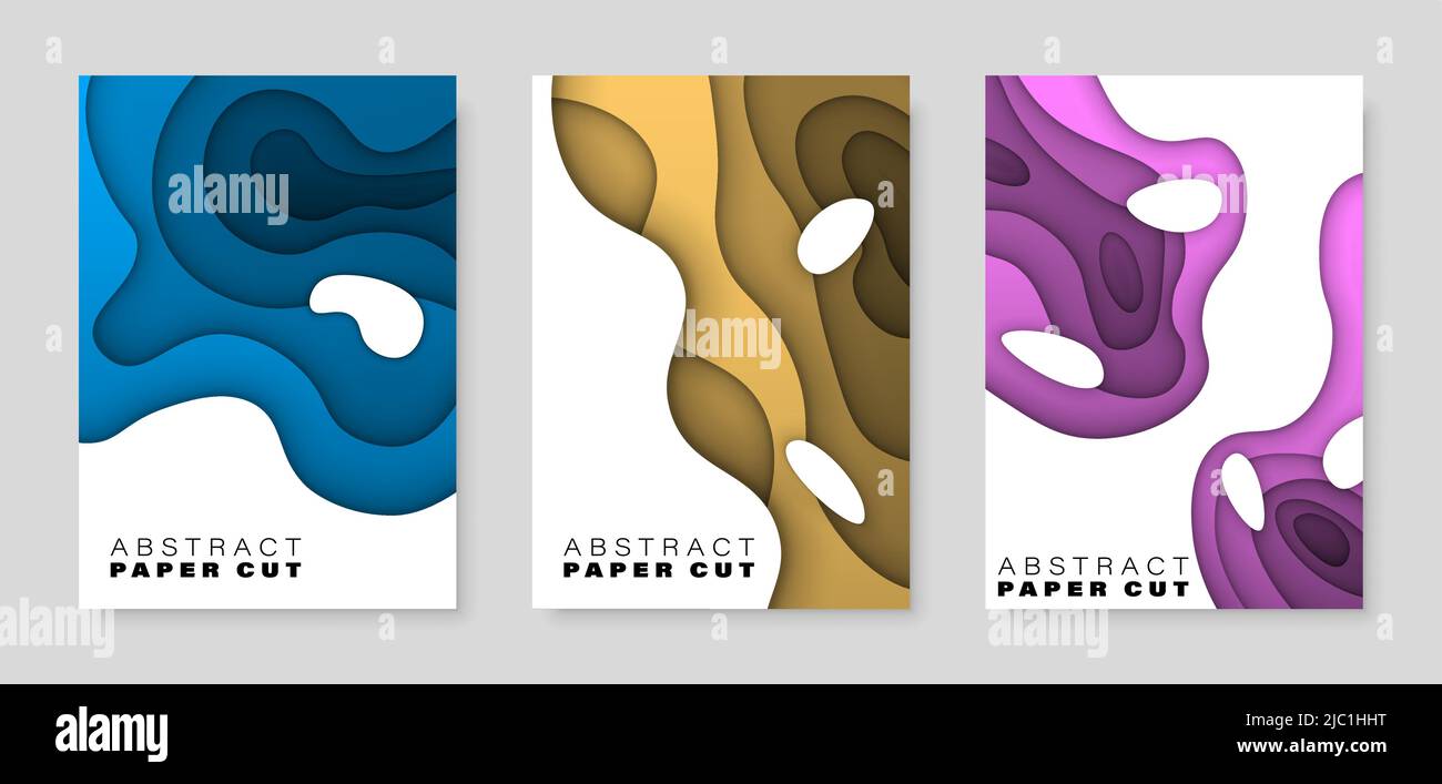 Set of covers with particular paper cut graphics. Elements easily ...