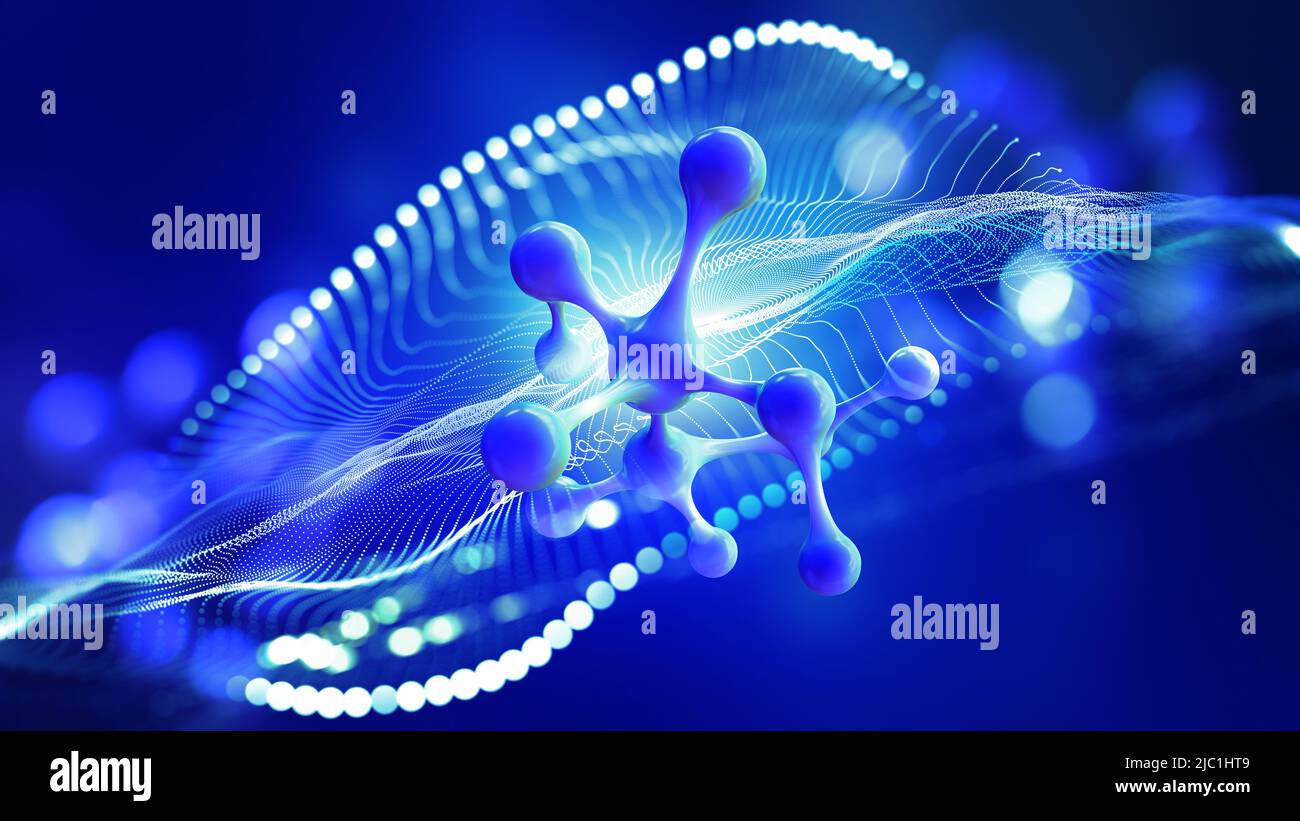 Abstract medical wallpaper. Nano molecule 3D illustration. Innovative ...