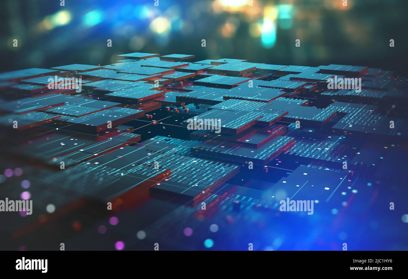 Blockchain, high-tech background and information clusters. Bigdata ...