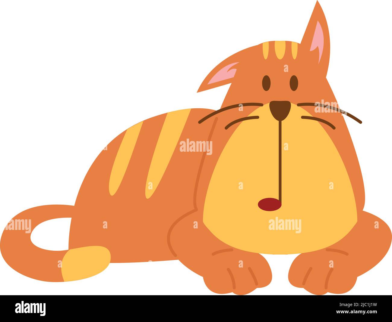 Lying cat with funny face expression. Cute cartoon kitten Stock Vector ...