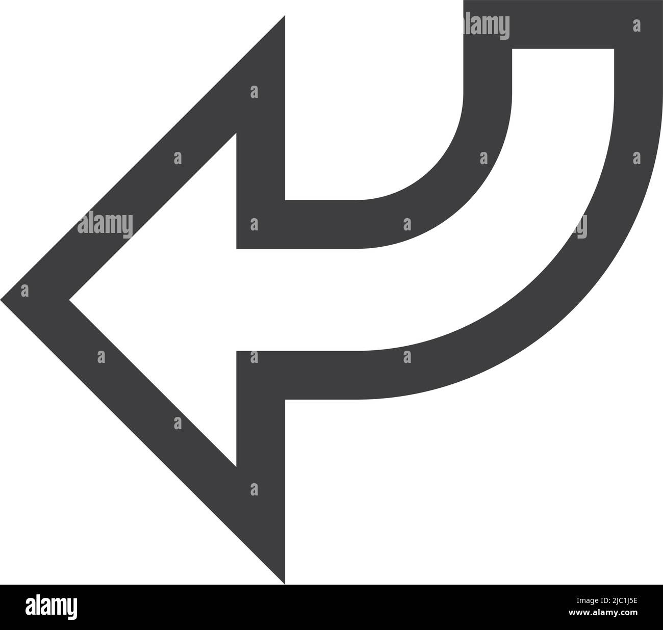 Return icon. Black line left arrow symbol Stock Vector Image & Art - Alamy