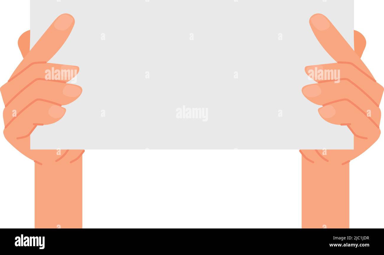 Hands holding paper banner. White sign template Stock Vector Image ...