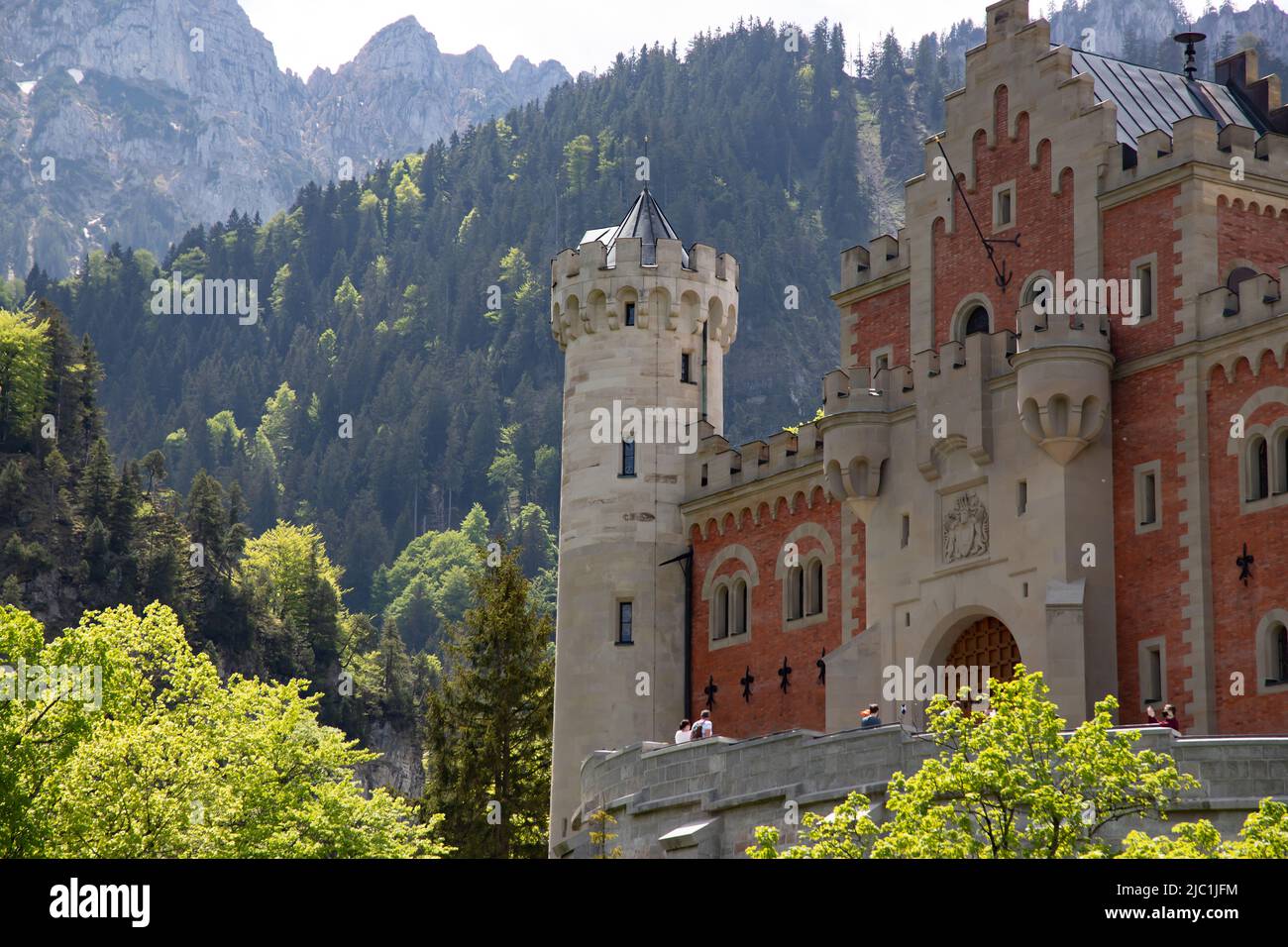 Picturesque spring landscape with the Neuschwanstein Castle, Germany ...