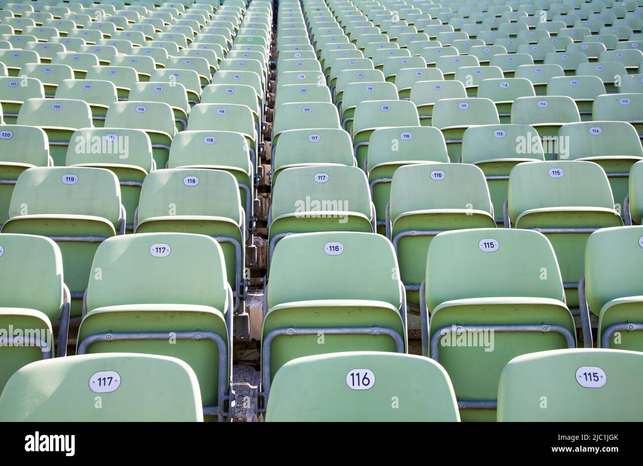 Empty chairs for audience on modern stadium arena or open air theatre ...