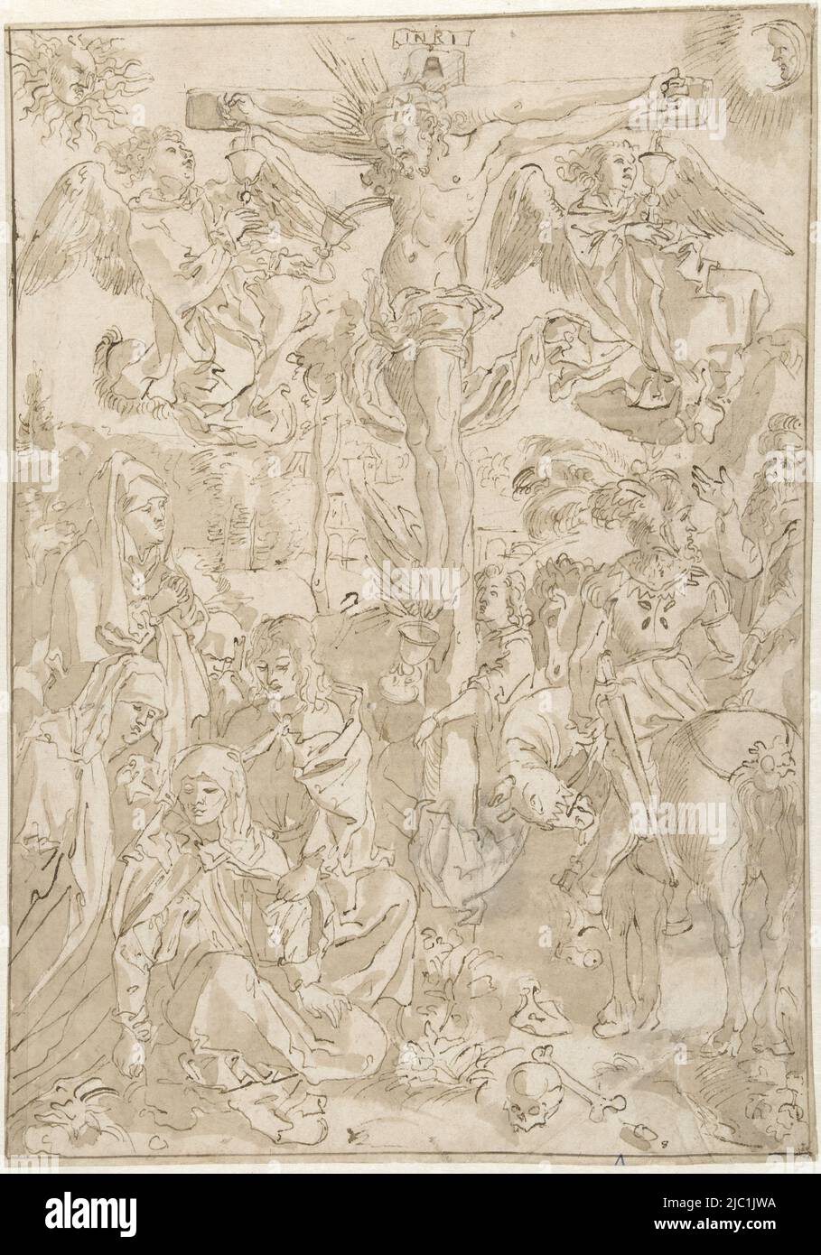 Christ on the cross, Albrecht Dürer, draughtsman: anonymous, c. 1500 - c. 1600, paper, pen ...