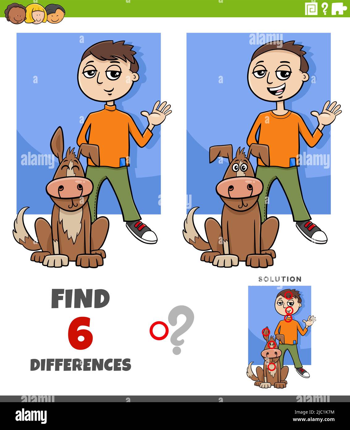 Cartoon illustration of finding the differences between pictures ...