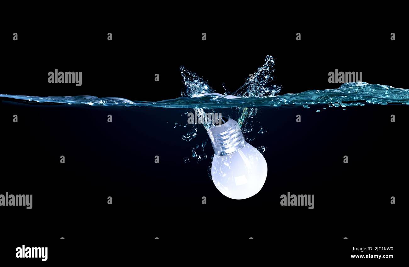 Creative water splash on a Led bulb Stock Photo - Alamy