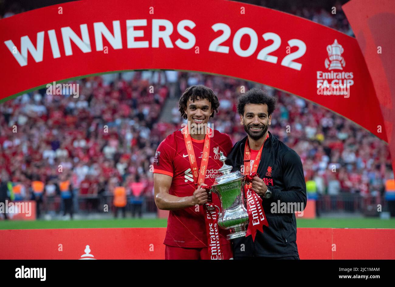 LONDON, ENGLAND - MAY 14: Trent Alexander-Arnold, Mohamed Salah of ...