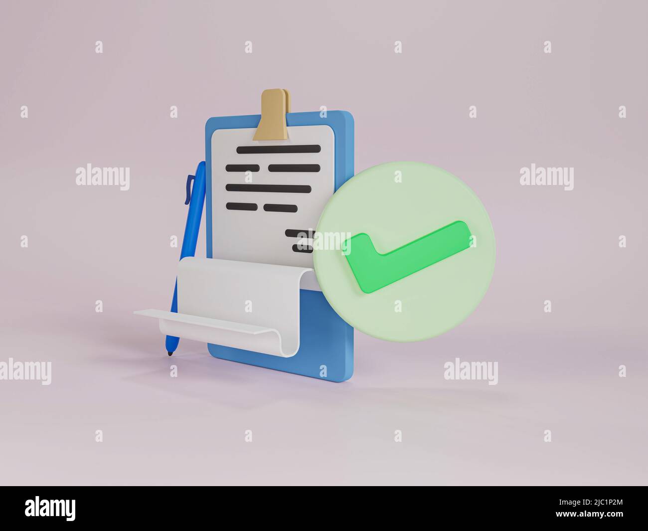 3d correct document icon. the document is complete. document with green ...