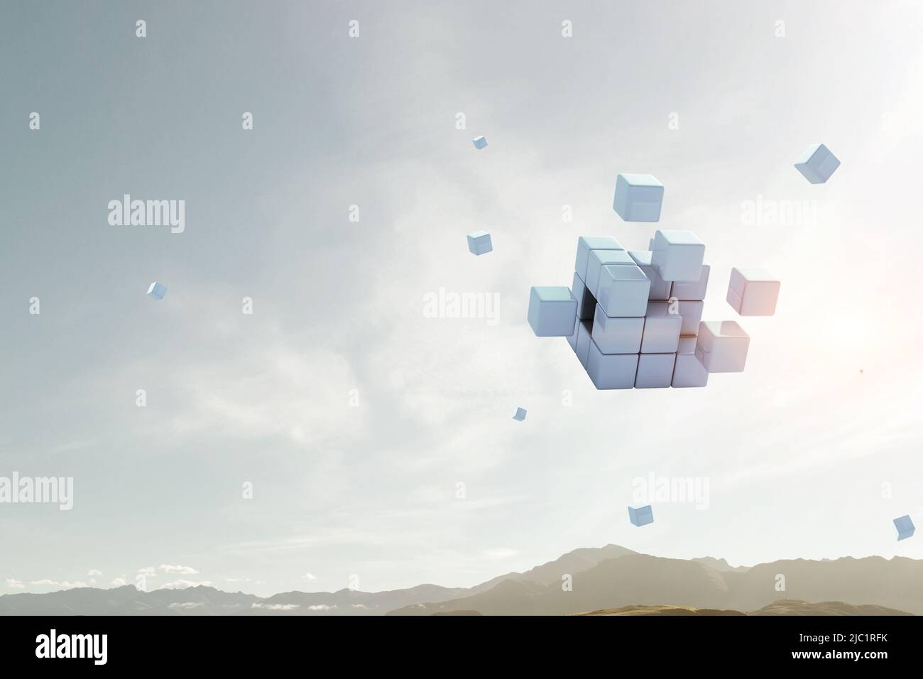 Glowing cubes. Innovation and creativity concept Stock Photo - Alamy