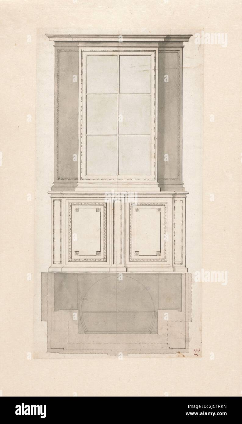 Design for cabinet with glass doors and hinged interior. With floor ...