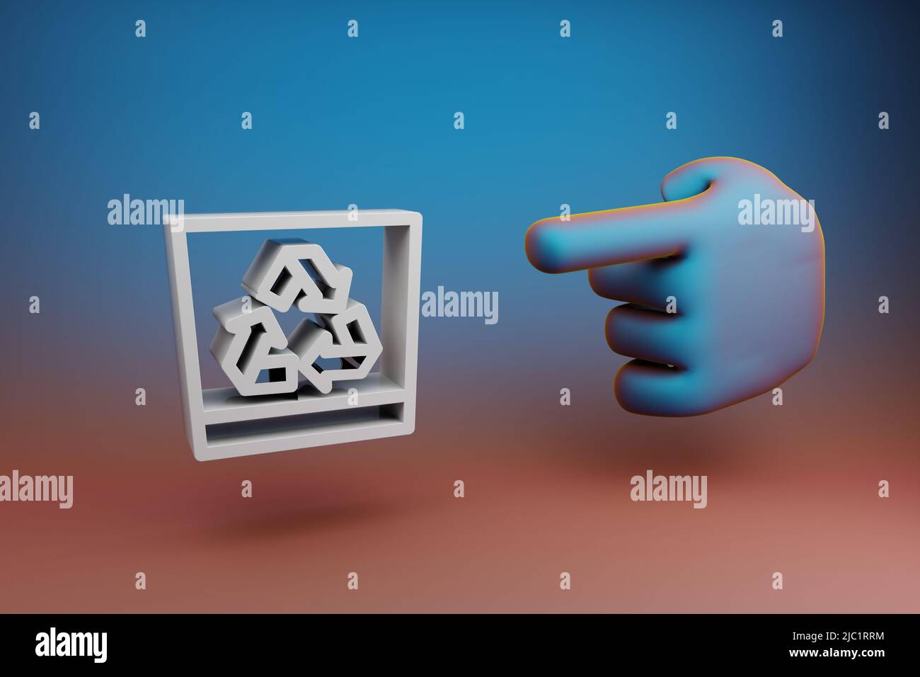 Beautiful illustrations abstract Hand index finger points to Recycle ...