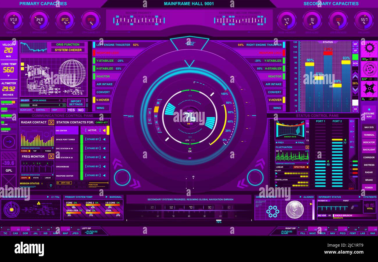 View from the cockpit spaceship, futuristic display design Stock Photo ...