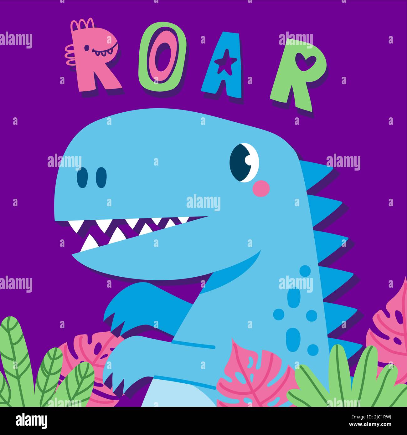 Baby dinosaur poster. Kids artwork with cute little dino character ...
