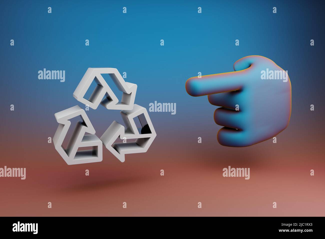 Beautiful illustrations abstract Hand index finger points to Recycle ...