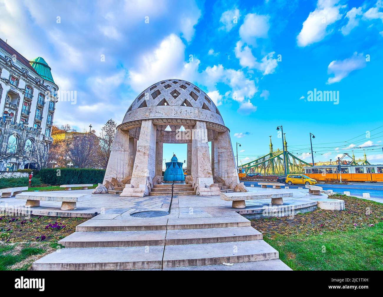 The Source House is the stone pavilion with a fountain, located on ...